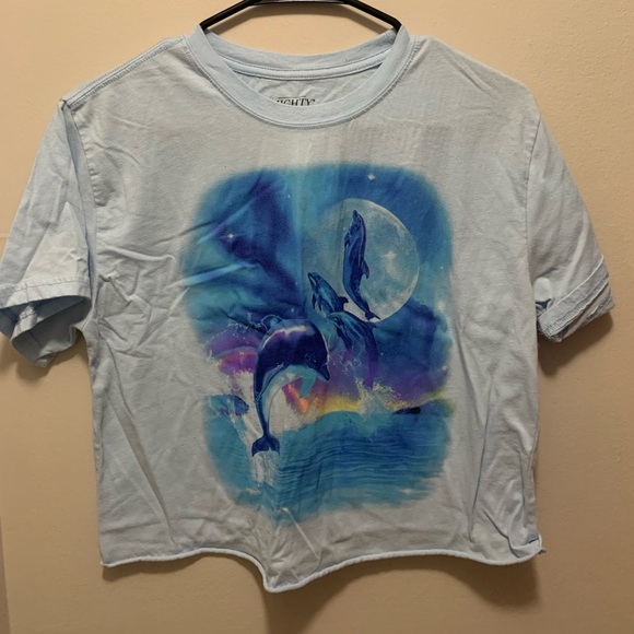 Mighty Fine | Tops | Small Mighty Fine Blue Dolphin Crop Top | Poshmark